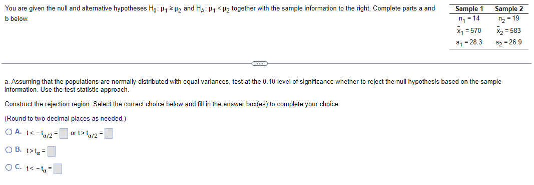 Solved You are given the null and alternative hypotheses | Chegg.com