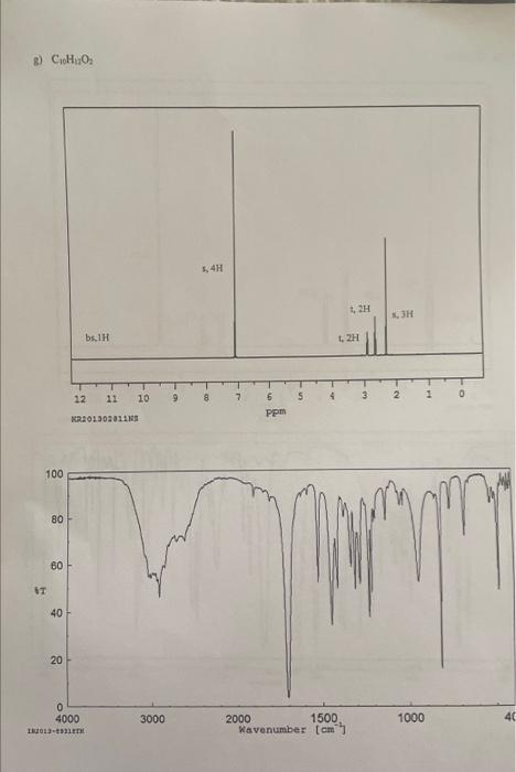 Solved 8) C10H12O2h) C10H12O2i) C10H15 Nj) C6H7 N Ppm | Chegg.com