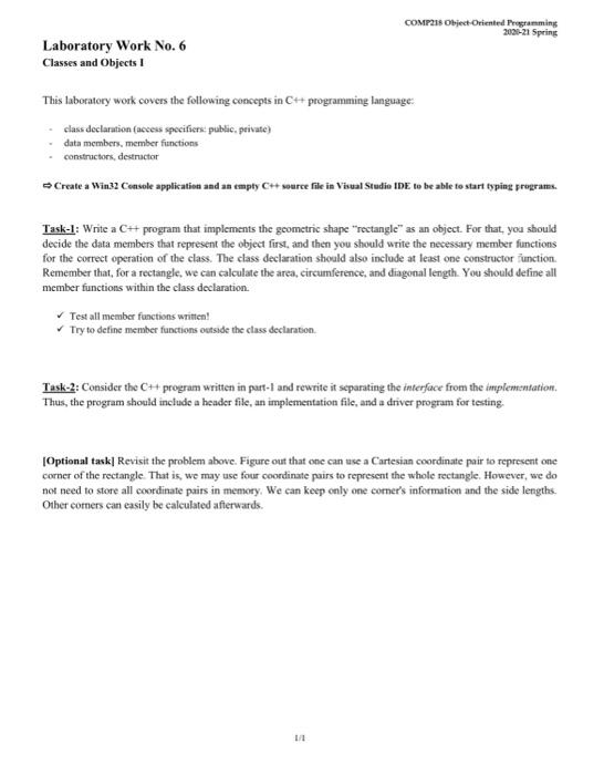 Solved COMP218 Object-Oriented Programming 2001-21 Spring | Chegg.com