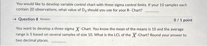 Solved You would like to develop variable control chart with | Chegg.com