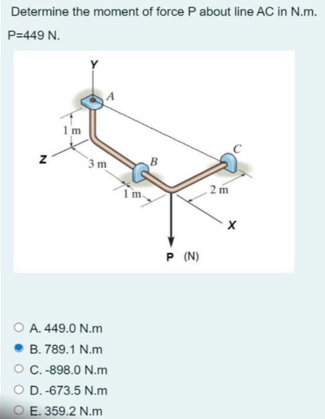 Determine the moment of force P about line AC in | Chegg.com