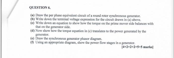 Solved QUESTION 6. (a) Draw the per phase equivalent circuit | Chegg.com