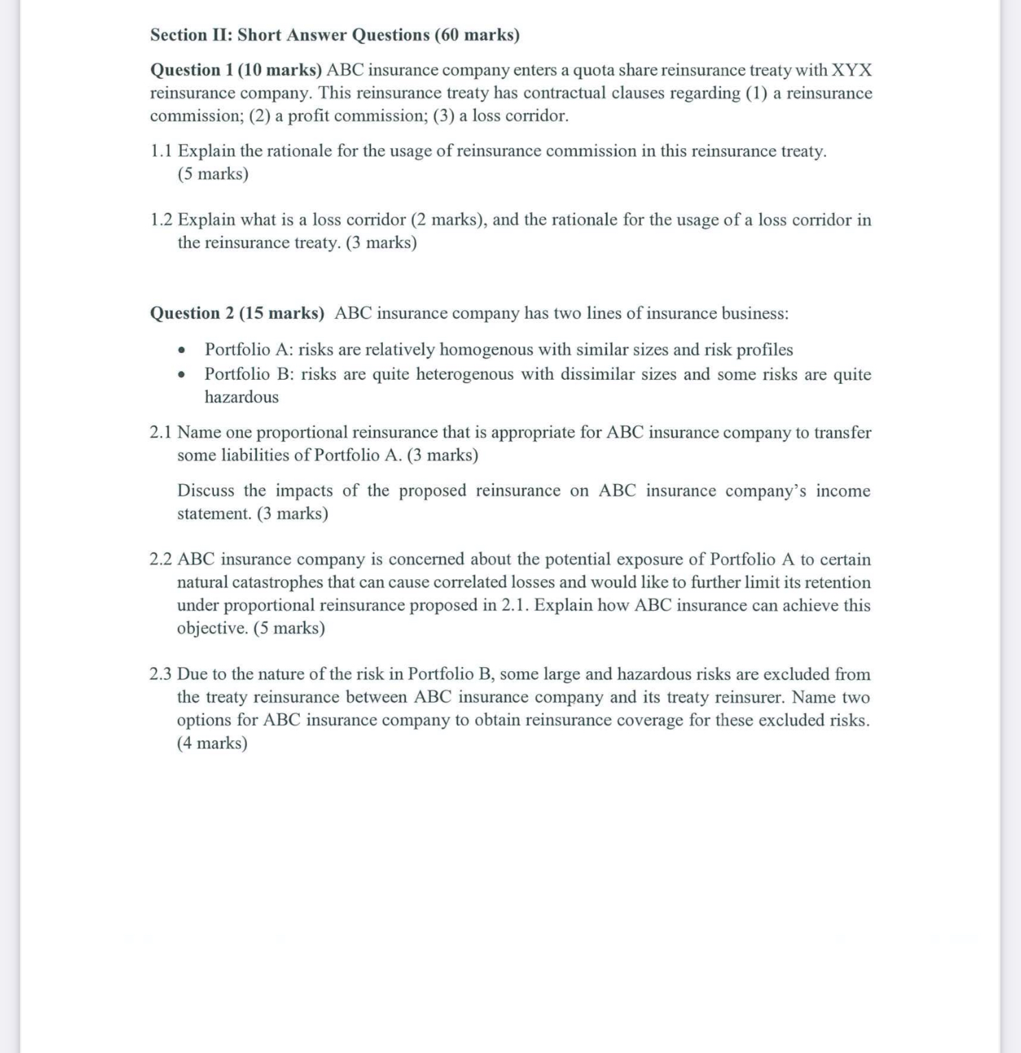 Solved Section II: Short Answer Questions (60 | Chegg.com