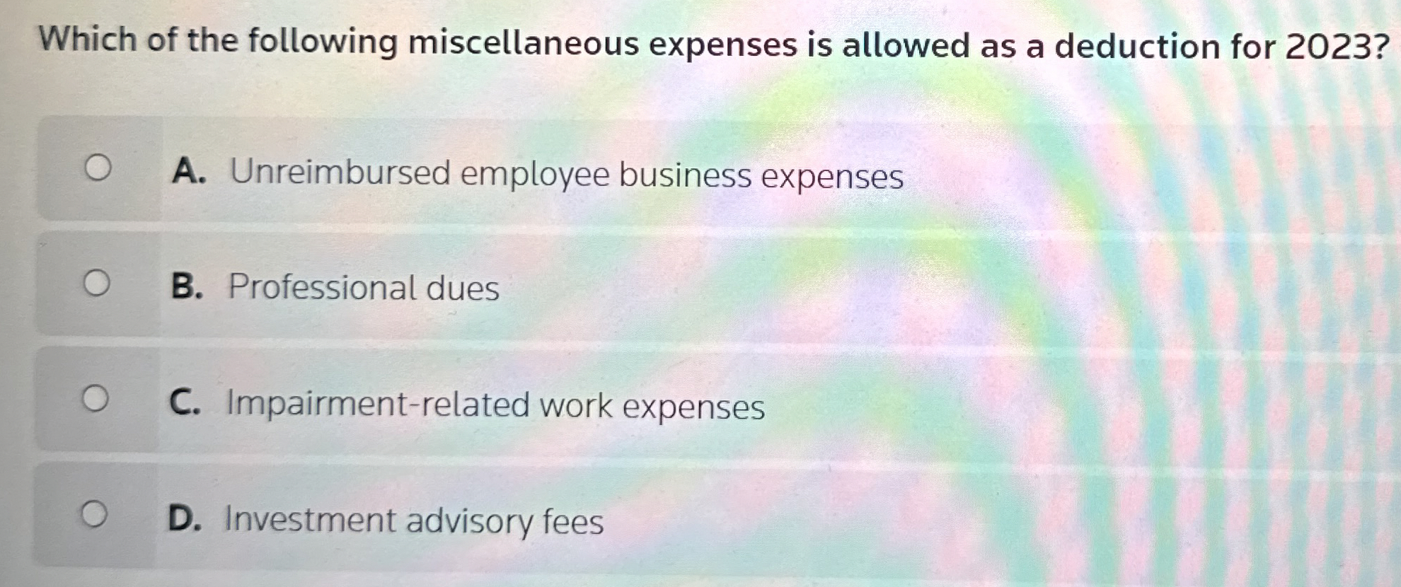 Solved Which of the following miscellaneous expenses is | Chegg.com