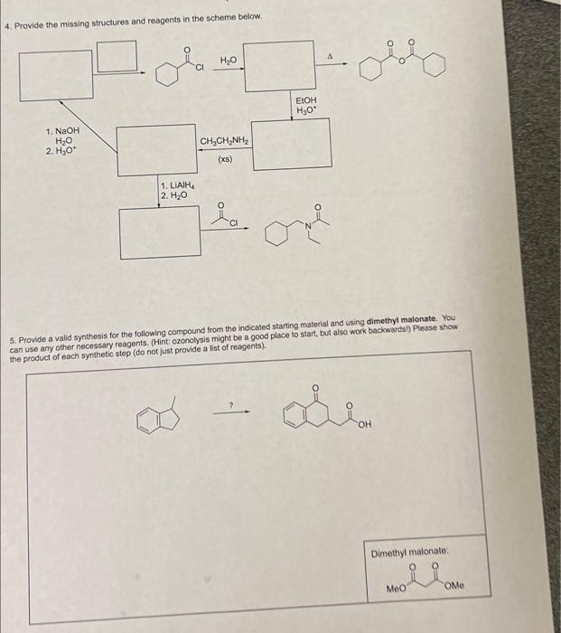 Solved 4. Provide the missing structures and reagents in the | Chegg.com Solved 4. Provide the missing structures and reagents in the | Chegg.com