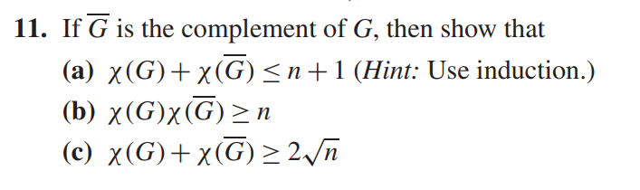 Solved If ?bar (G) ﻿is the complement of G, ﻿then show | Chegg.com