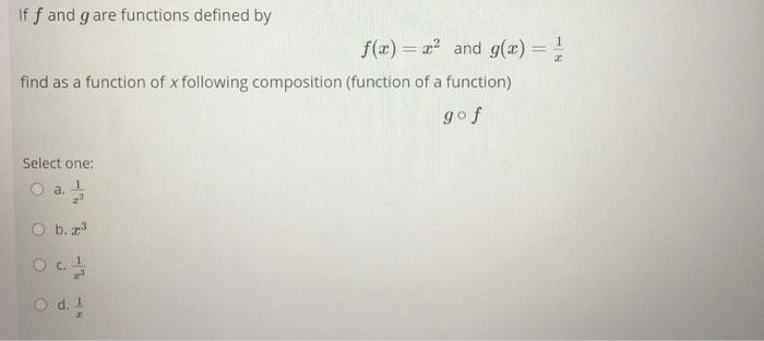 Solved If f and g are functions defined by f(x) = 22 and | Chegg.com