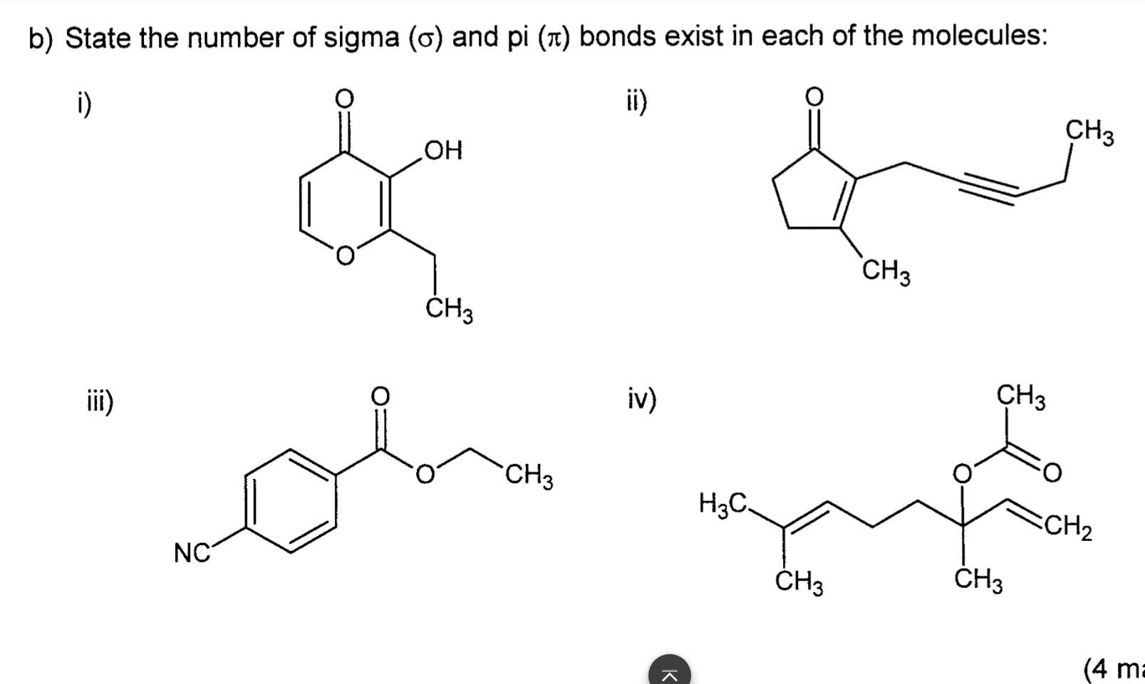 Solved show how you identify which have pi bond or sigma | Chegg.com