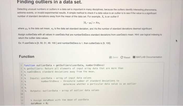 Solved Finding Outliers In A Data Set Detecting Unusual