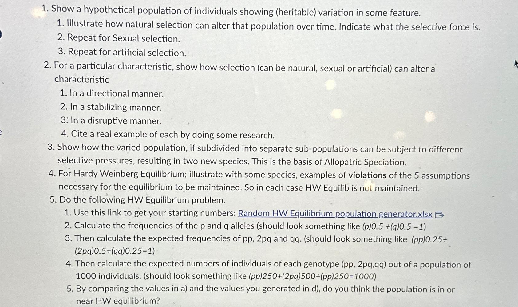 Solved Show a hypothetical population of individuals showing | Chegg.com