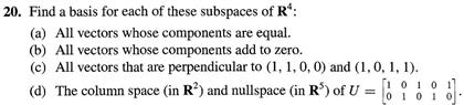 Solved Find a basis for each of these subspaces of R4: All | Chegg.com