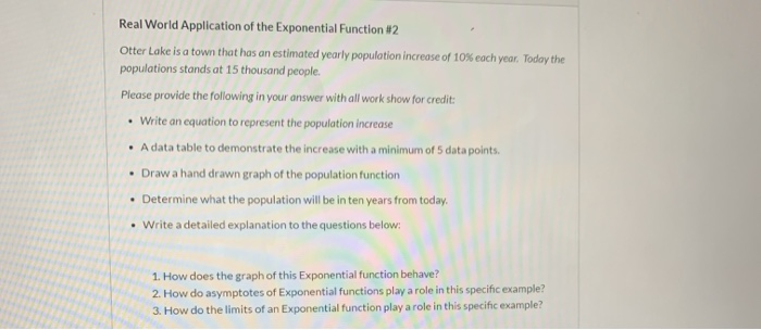 Solved Real World Application of the Exponential Function # | Chegg.com