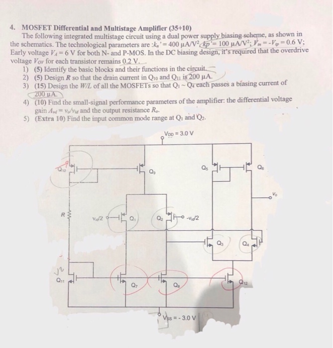 4. MOSFET Differential and Multistage Amplifier | Chegg.com