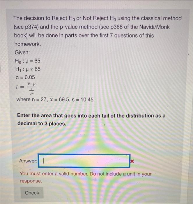 Solved The decision to Reject H0 or Not Reject H0 using the | Chegg.com