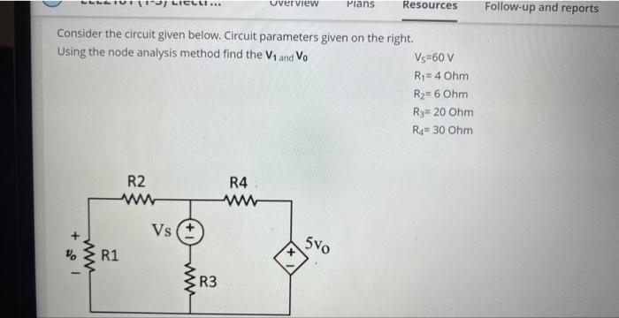 Solved Consider the circuit given below. Circuit parameters | Chegg.com