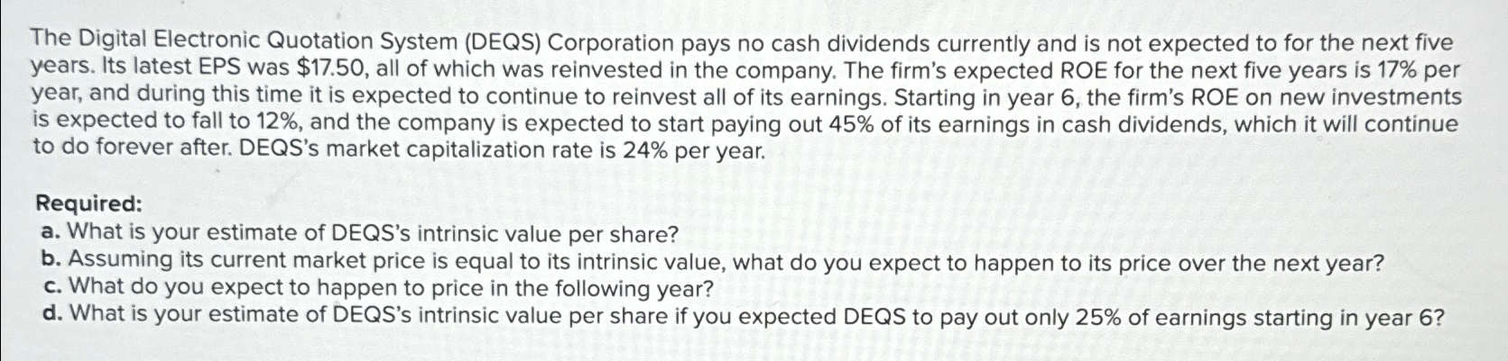 Solved The Digital Electronic Quotation System (DEQS) | Chegg.com