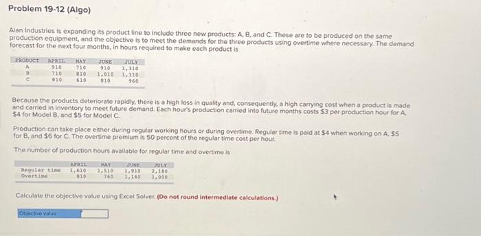 Solved Alan Industries is expanding its product line to | Chegg.com