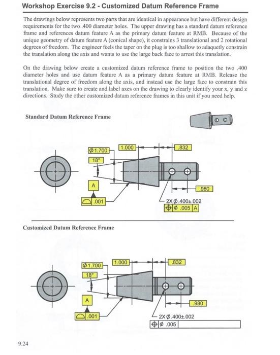 Solved Workshop Exercise 9.2 - Customized Datum Reference | Chegg.com