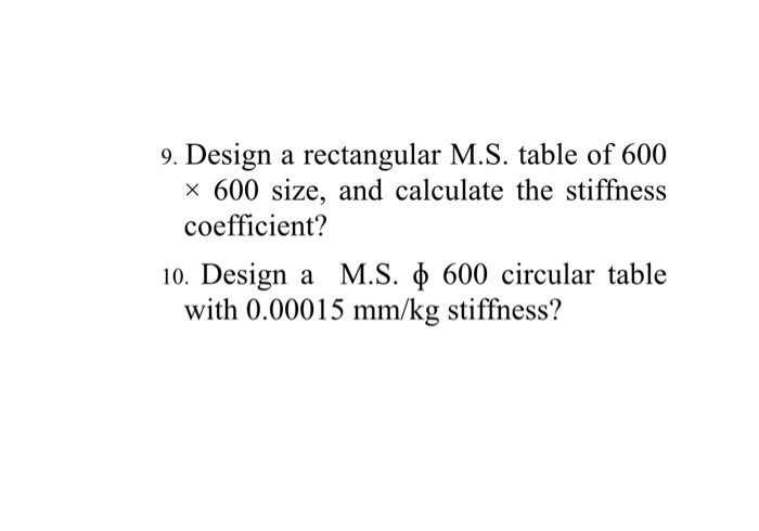9. Design a rectangular M.S. table of 600 x 600 size, | Chegg.com