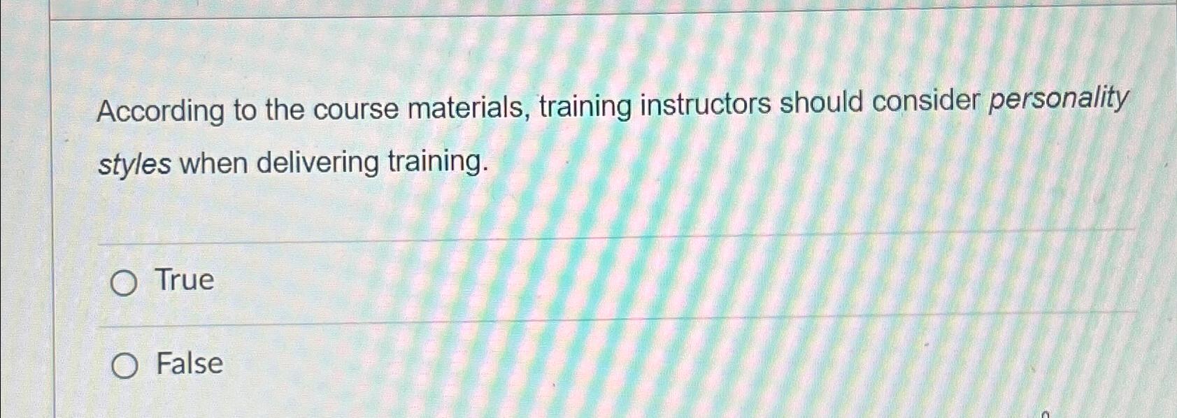 Solved According to the course materials, training | Chegg.com