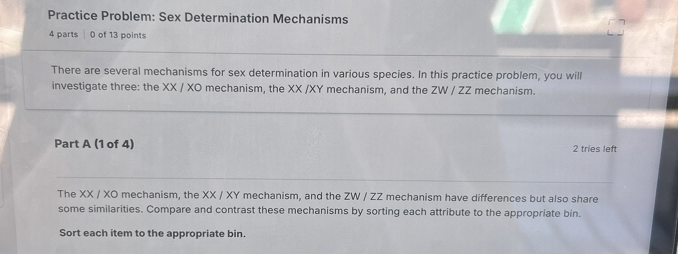 Solved Practice Problem: Sex Determination Mechanisms4 | Chegg.com