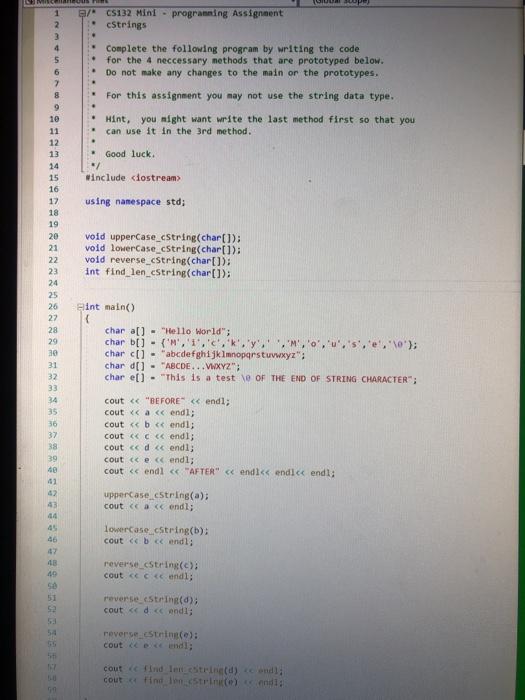 Solved a/ CS132 Mini - programming Assignment cStrings | Chegg.com