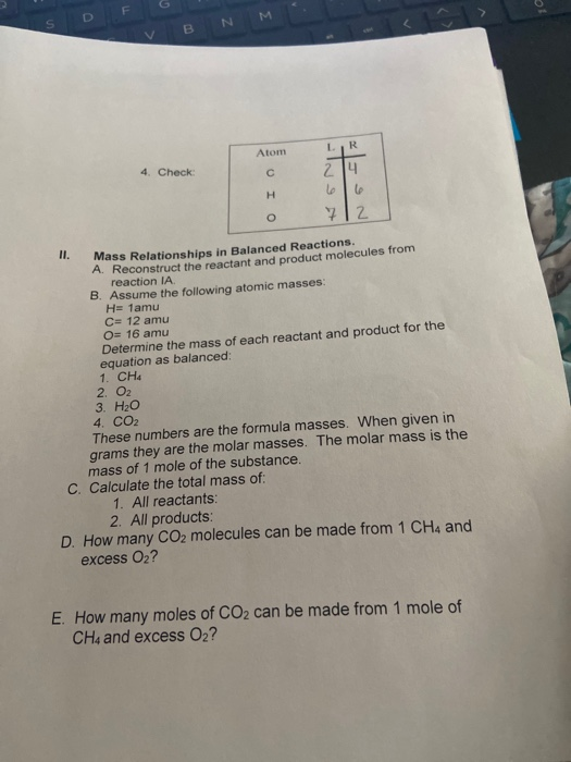 Solved F M N B LR Atom 4. Check С 214 6 72 Ο Ι II. Mass | Chegg.com
