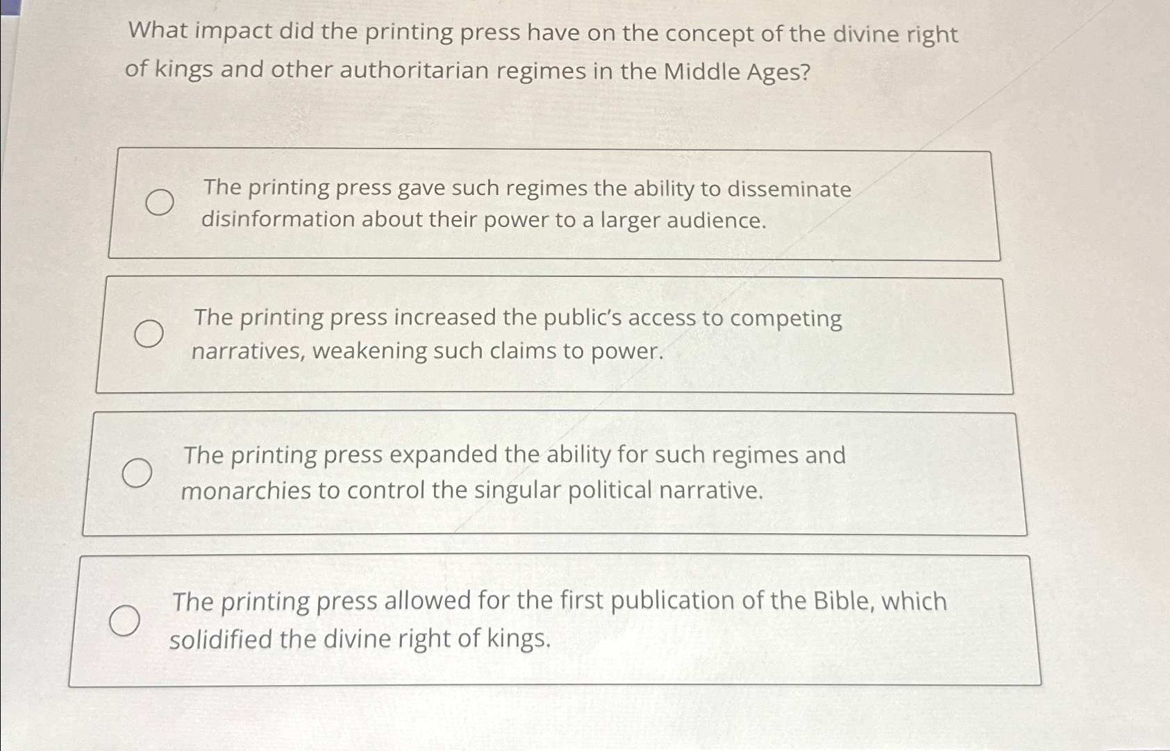Solved What impact did the printing press have on the | Chegg.com