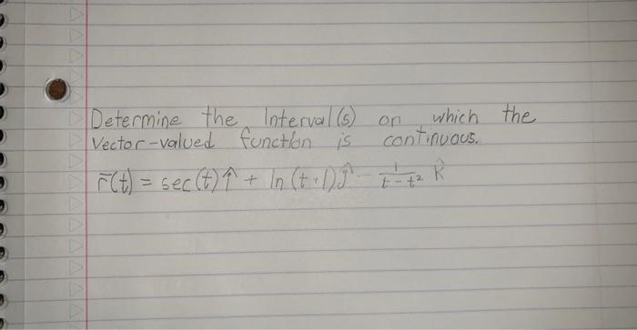 Solved Determine the Interval (s) on which the vector-valued | Chegg.com