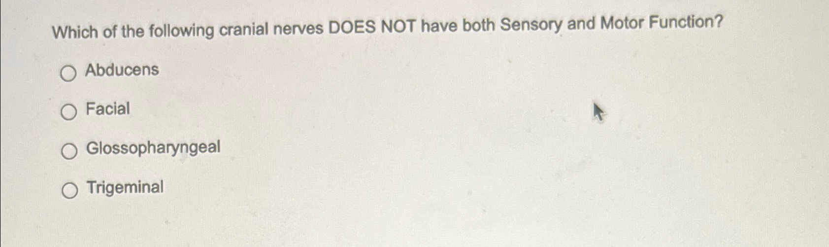 Solved Which of the following cranial nerves DOES NOT have | Chegg.com