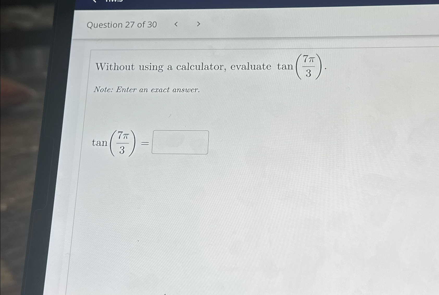 Solved Question 27 ﻿of 30Without using a calculator, | Chegg.com