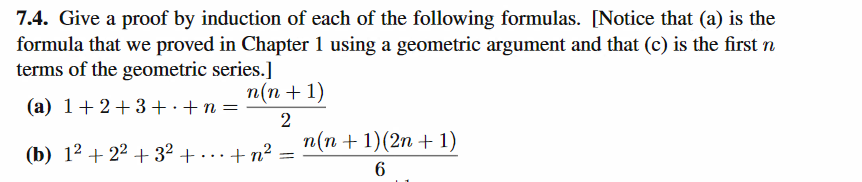 Solved 7.4. ﻿Give a proof by induction of each of the | Chegg.com