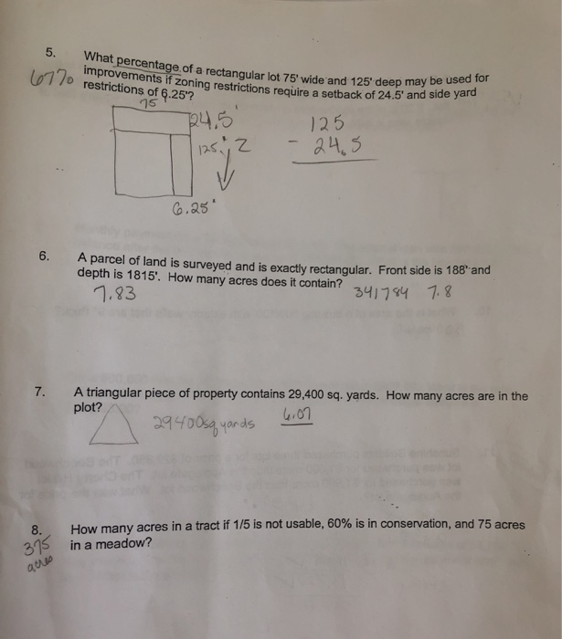 Solved What percentage of a rectangular lot 75' wide and 125 | Chegg.com