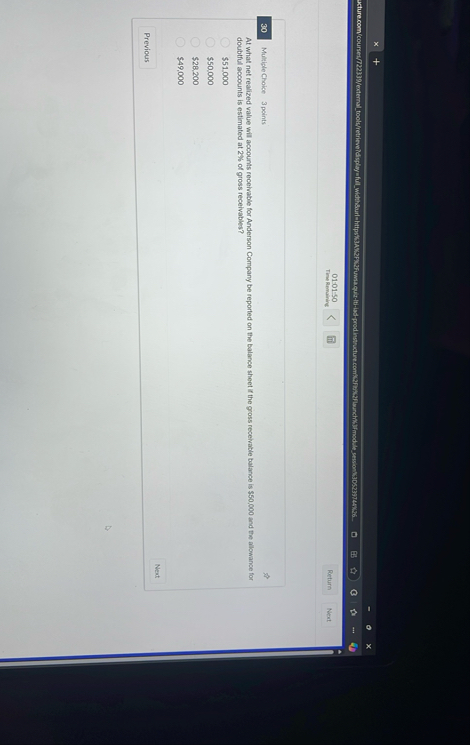 Solved 01-01-50Tinef RemaininyReturaNext30Multiple Choice 3 | Chegg.com