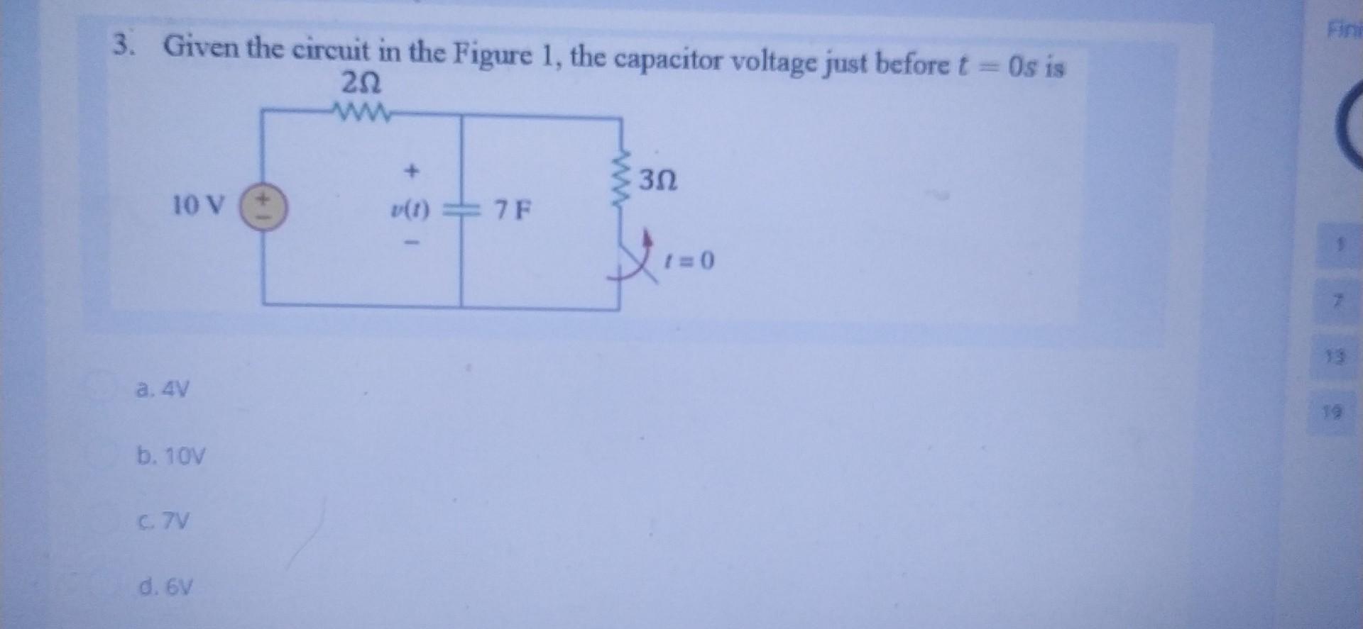 Solved Fin 3. Given the circuit in the Figure 1, the | Chegg.com