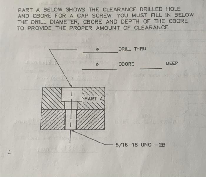 Solved PART A BELOW SHOWS THE CLEARANCE DRILLED HOLE AND | Chegg.com