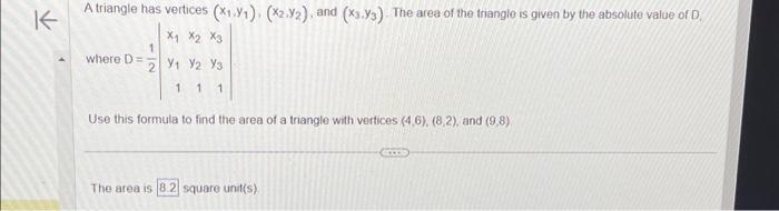 Solved A triangle has vertices (x1,y1),(x2,y2), and (x3,y3). | Chegg.com