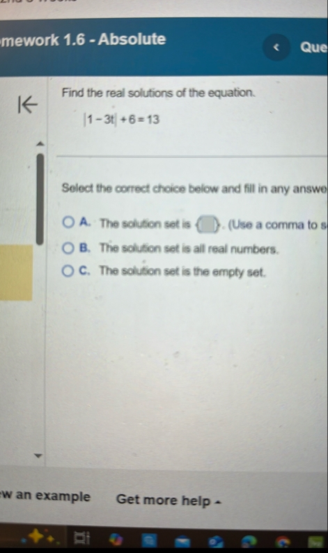 Solved mework 1.6 - ﻿AbsoluteQueFind the real solutions of | Chegg.com
