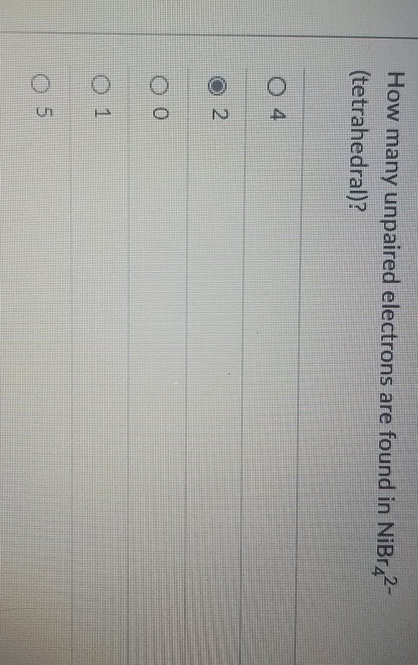 Solved How many unpaired electrons are found in NiBr4 | Chegg.com