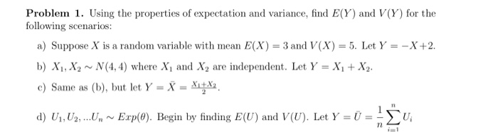 Solved Problem 1. Using the properties of expectation and | Chegg.com