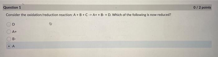 Solved Consider the oxidation/reduction reaction: | Chegg.com