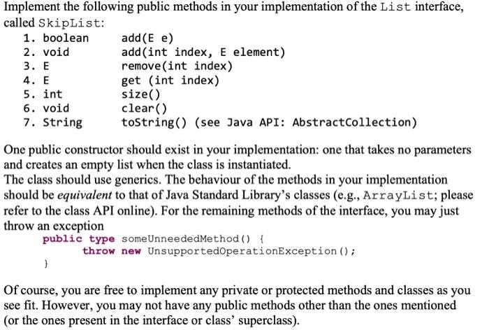 Solved Implement The Following Public Methods In Your 7430