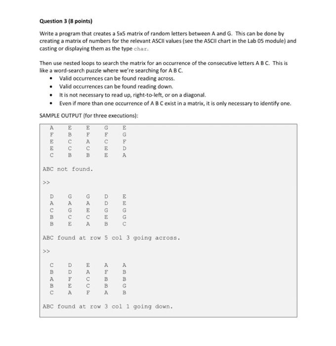 Solved Question 3 (8 points) Write a program that creates a | Chegg.com