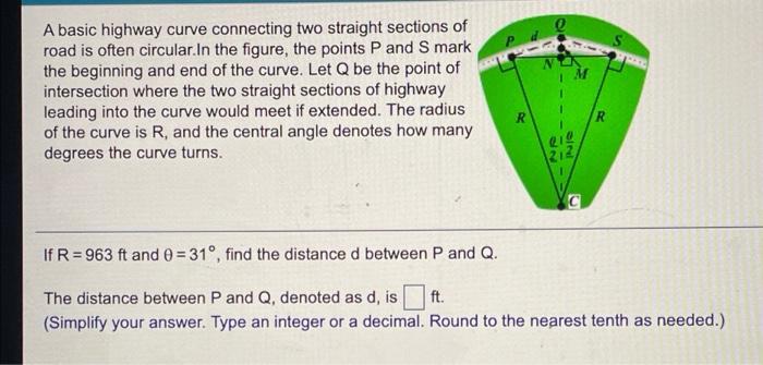 Solved A basic highway curve connecting two straight | Chegg.com