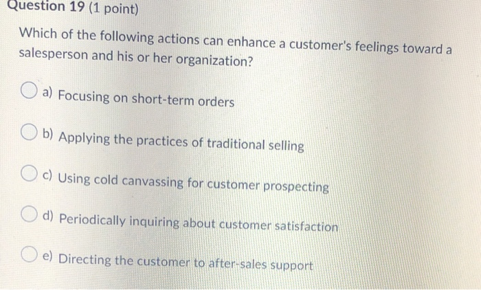 Solved Question 19 (1 point) Which of the following actions | Chegg.com