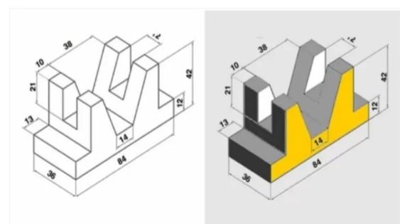Solved Draw the three views of the drawn perspective drawing | Chegg.com