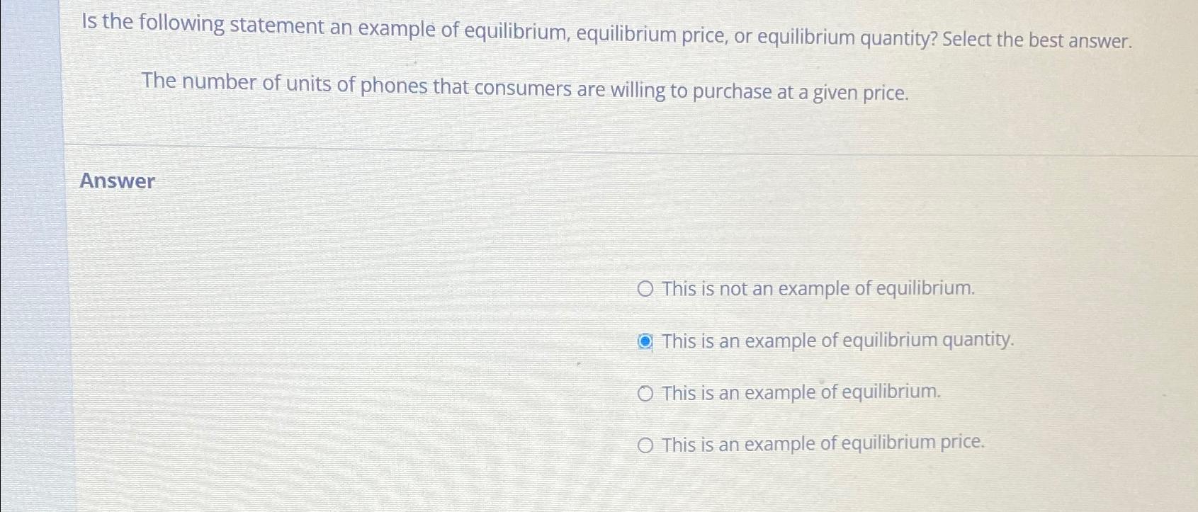 Solved Is the following statement an example of equilibrium, | Chegg.com