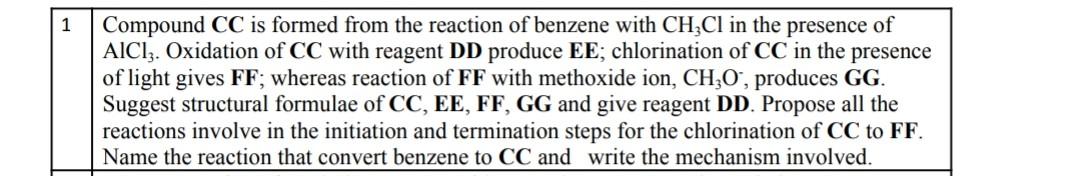 Solved Compound CC is formed from the reaction of benzene | Chegg.com