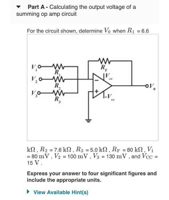 Solved Part A Calculating The Output Voltage Of A Summing 2801
