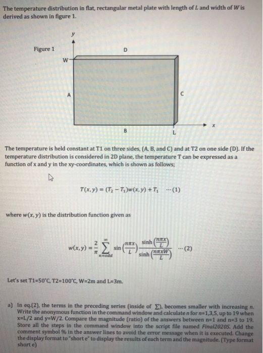 Solved The temperature distribution in flat, rectangular | Chegg.com